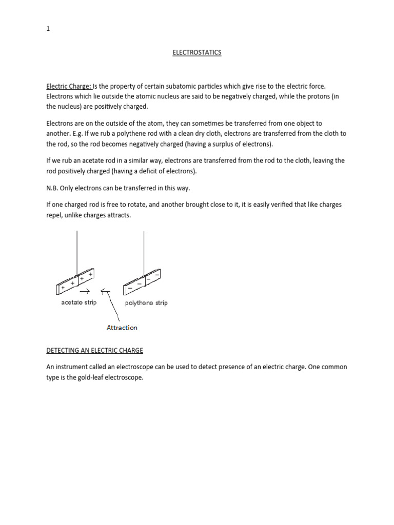 Electrostatics | PDF | Electric Charge | Electron