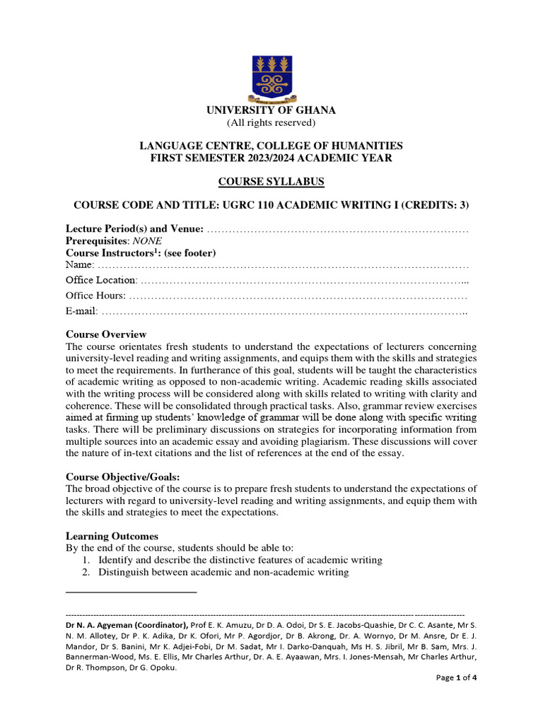 110 Syllabus 2023-2024 S1 | PDF | Linguistics | Human Communication