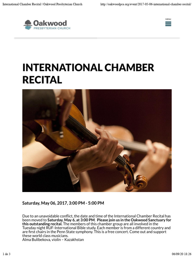 International Chamber Recital - Oakwood Presbyterian Church | PDF ...