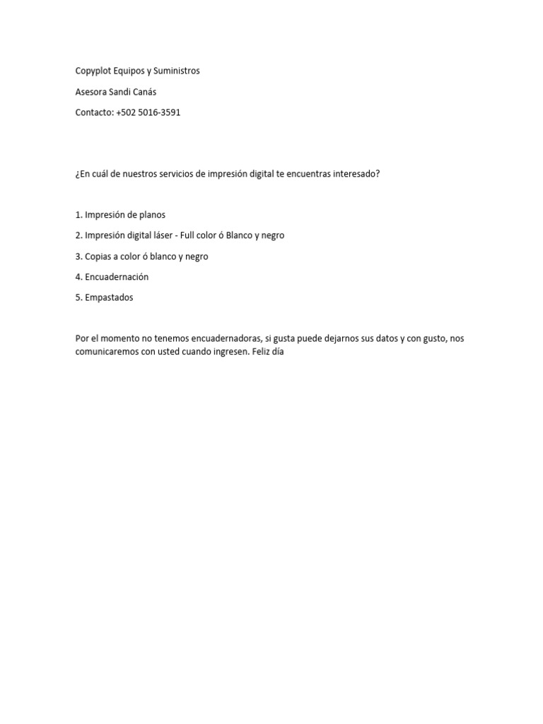 Copyplot Equipos y Suministros | PDF