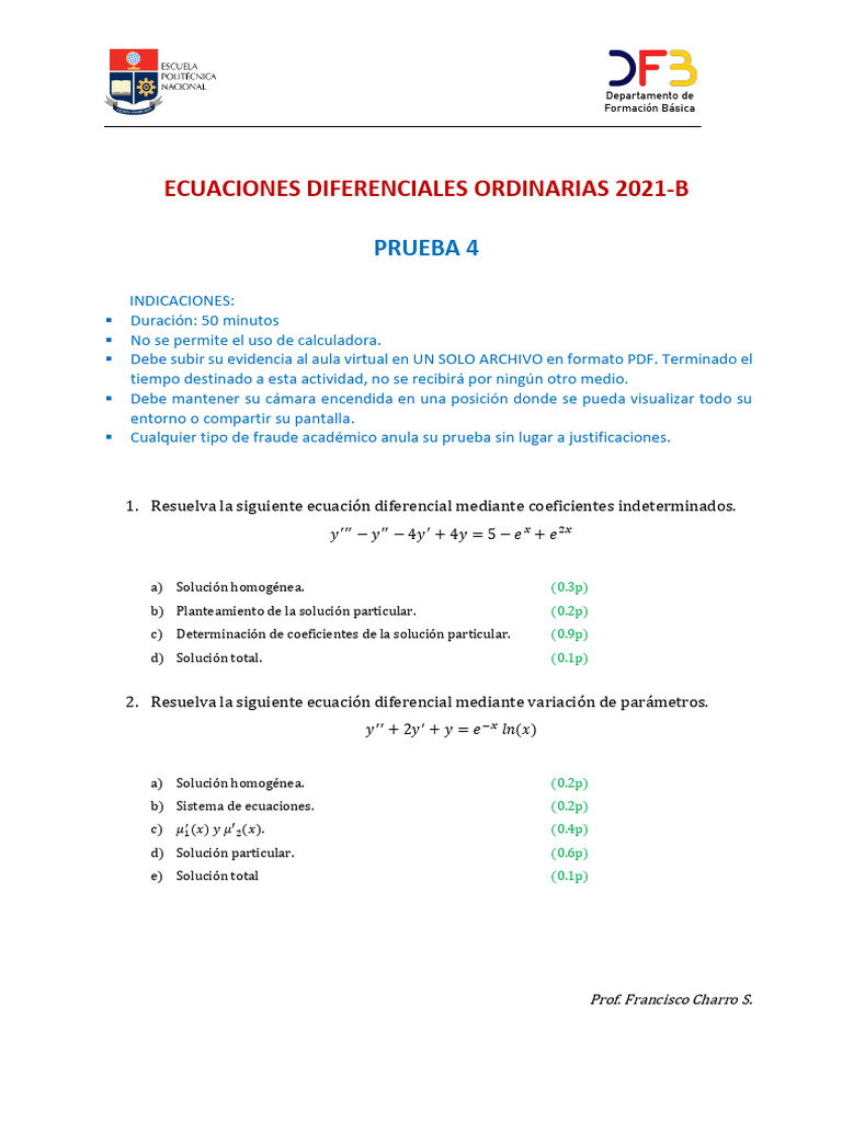 Prueba 4 - EDO | PDF