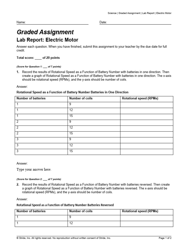 Graded Assignment: Lab Report: Electric Motor | PDF | Electrical Engineering | Machines