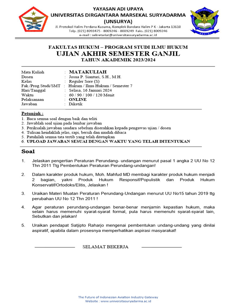 SOAL UAS Jan 2024 | PDF | Karier & Perkembangan