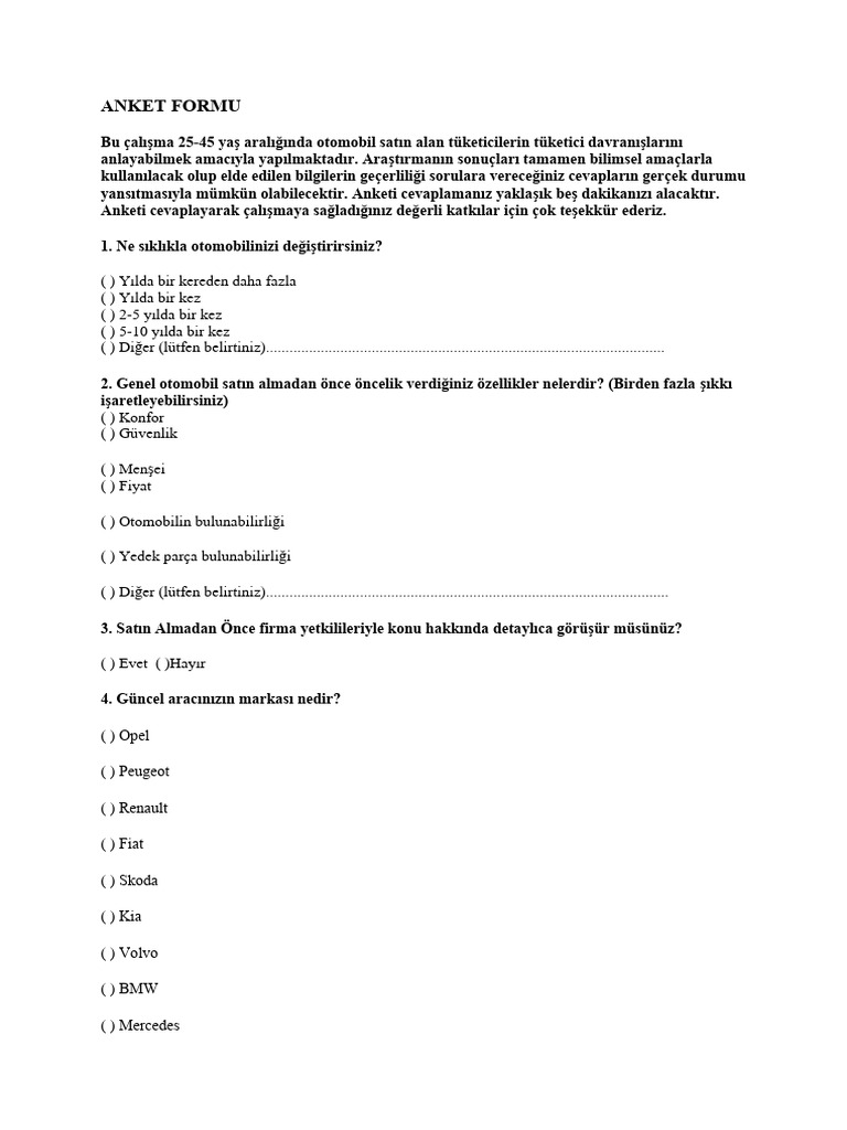 Çağla Yıldız Anket Formu | PDF | Career & Growth | Business