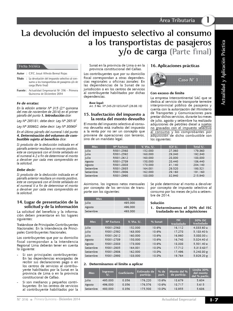 La Devolucion Del ISC A Transportistas de Pasajeros - PDF | PDF | Impuestos | Economias