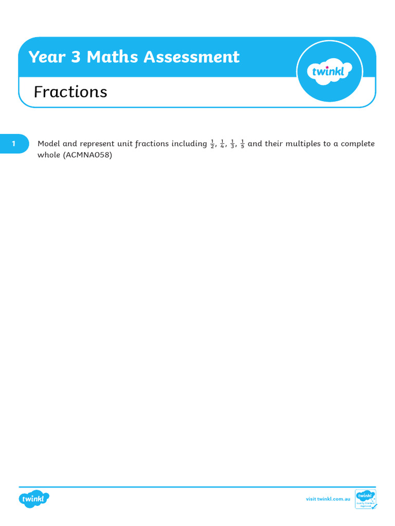 Year 3 Maths Assessment Fractions | PDF | Mathematics | Mathematical ...