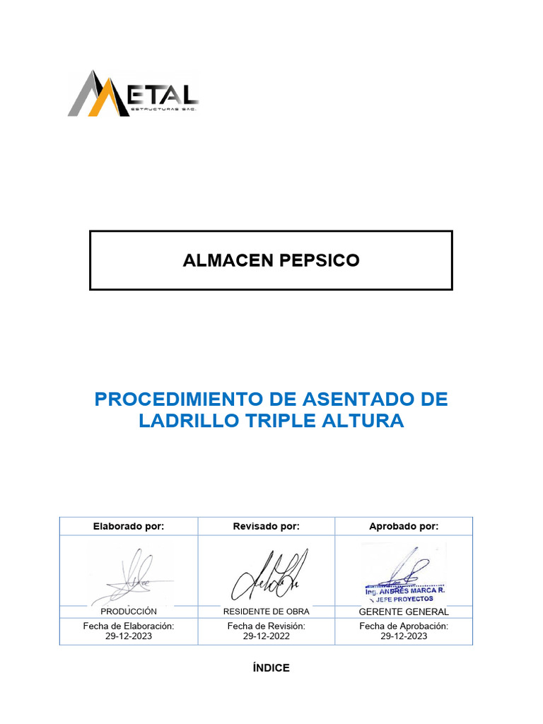 Asentado de Ladrillo Triple Altura | PDF | Ladrillo