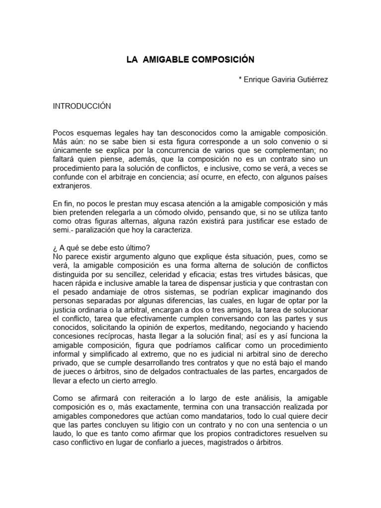 Características de la Amigable Composición | PDF | Juez | Justicia