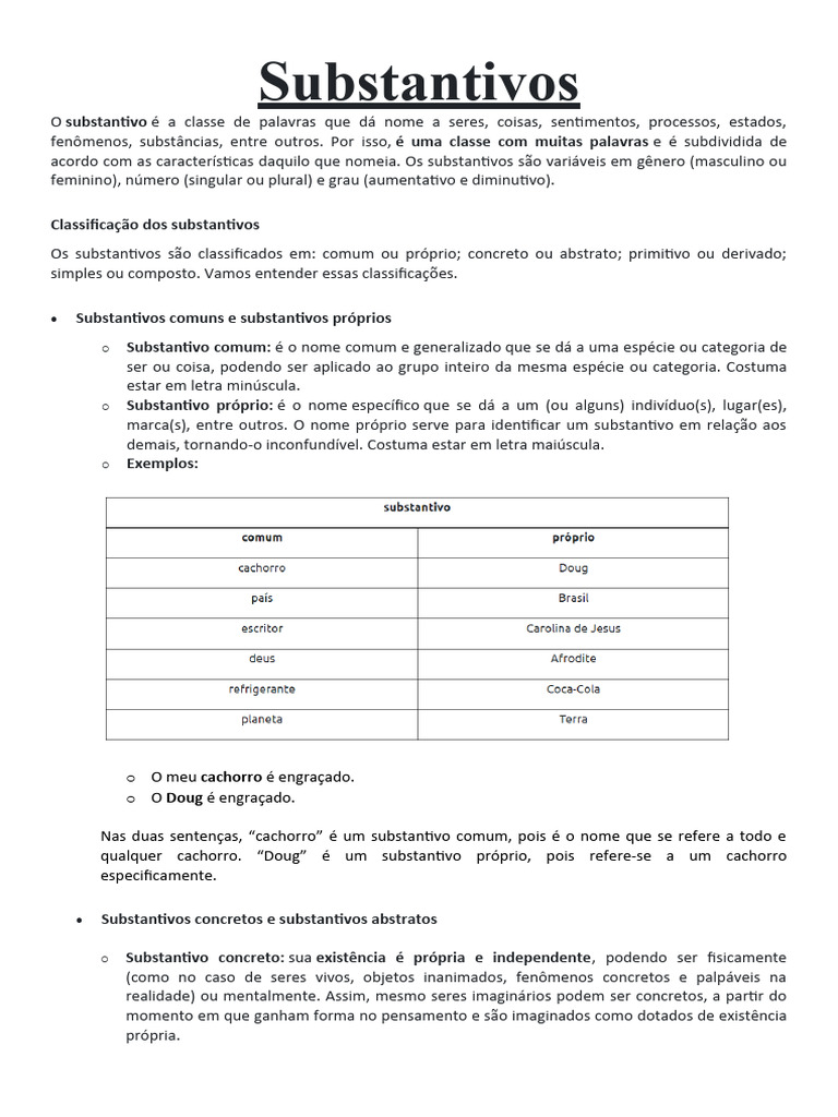 Substantivos | PDF | Substantivo | Cães