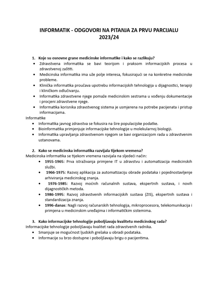 Prva Parcijala Informatika | PDF