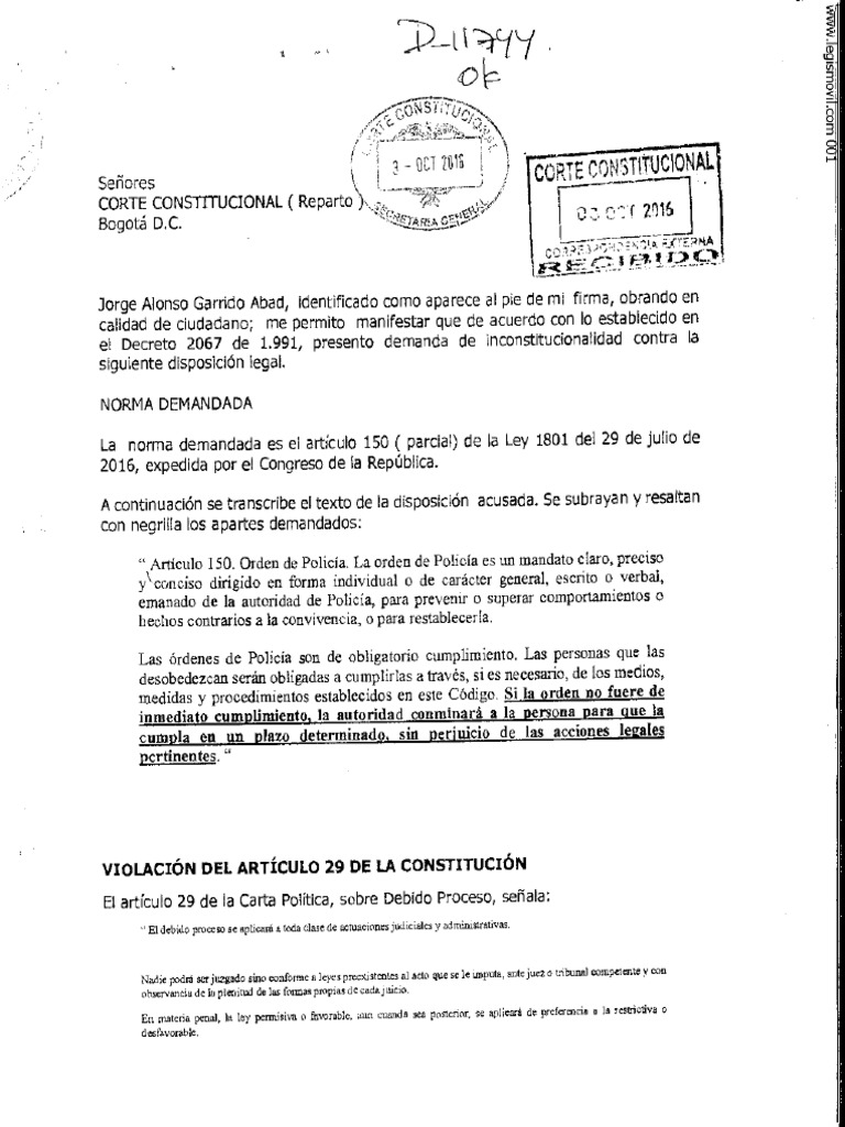 Demanda 11744 de 2016 (Jorge Alonso Garrido Abad, 6 Páginas) | PDF