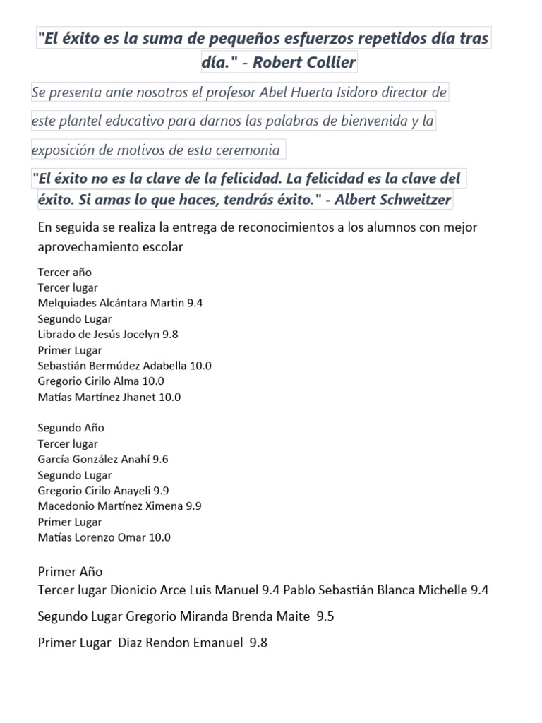 El Éxito Es La Suma de Pequeños Esfuerzos Repetidos Día Tras Día | PDF