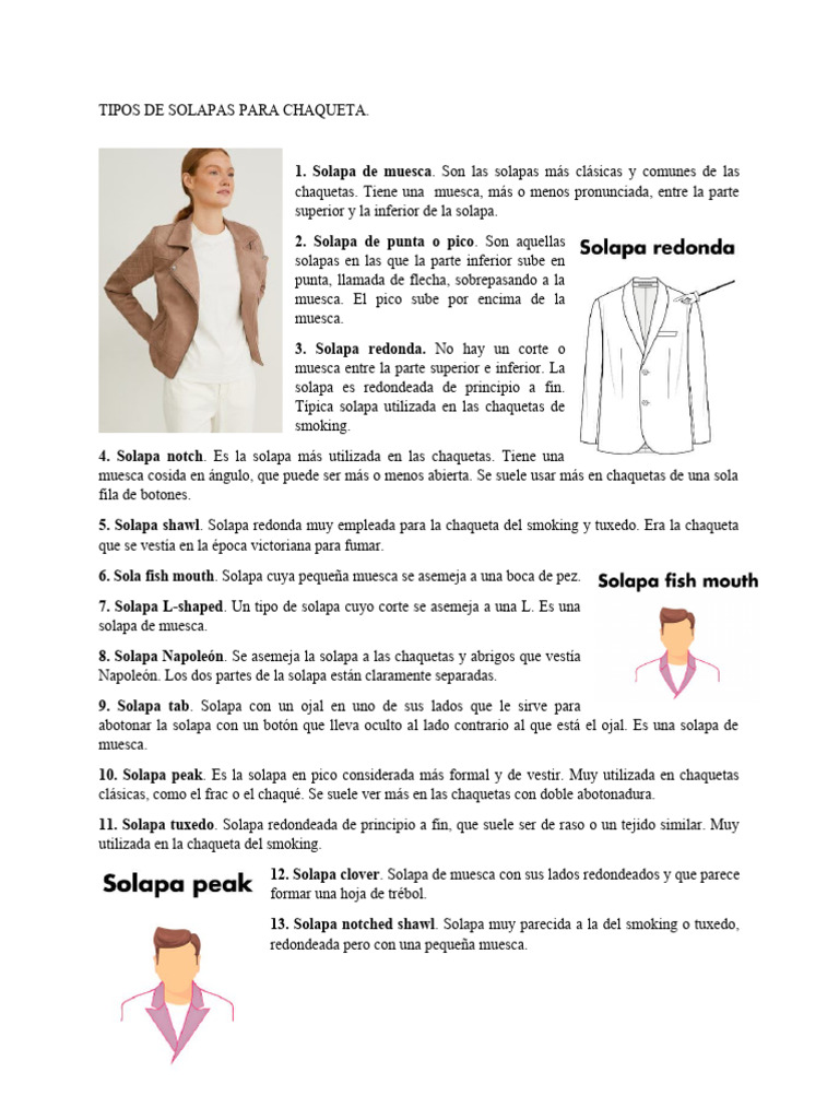 Tipos de Solapas | PDF | Ropa | Moda
