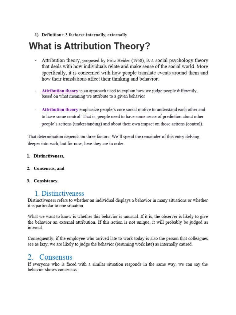 What Is Attribution Theory (Point ENG) | PDF | Mental Processes ...