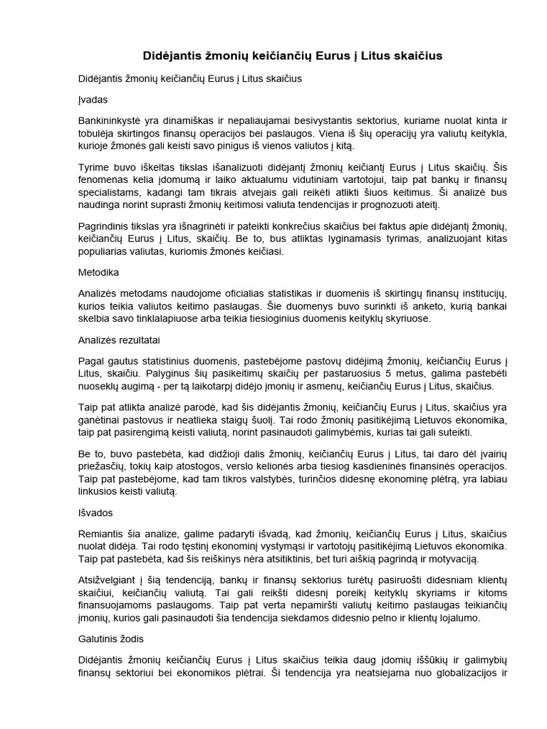 Didejantis Zmoniu Keicianciu Eurus I Litus Skaicius | PDF