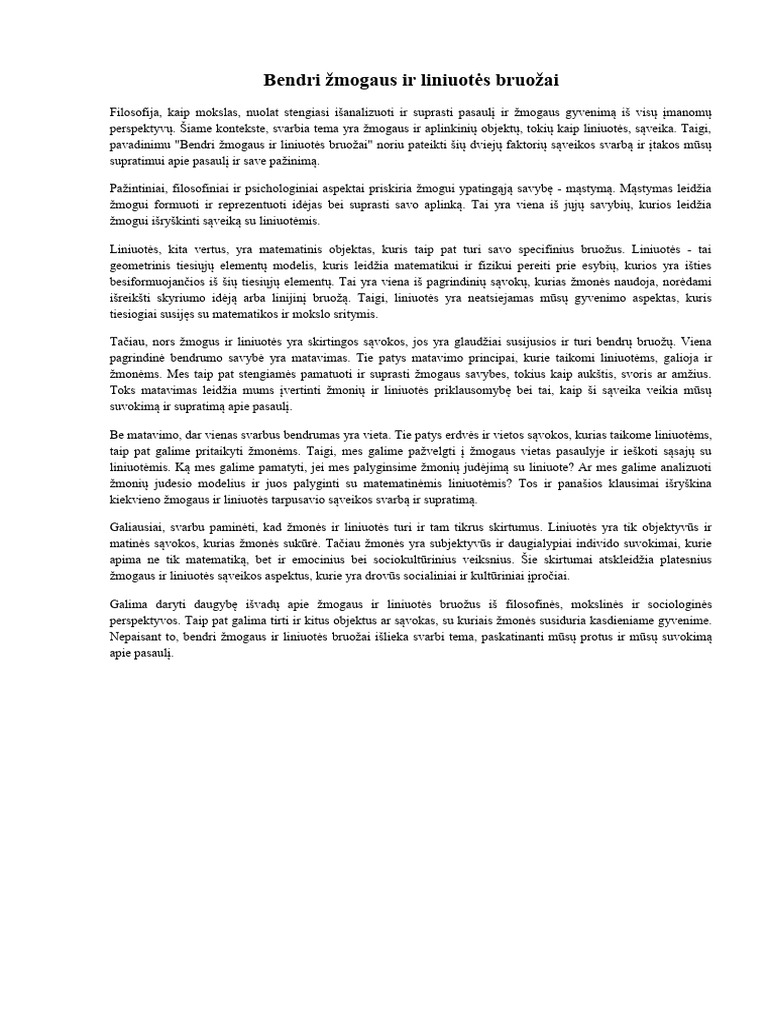 Bendri Zmogaus Ir Liniuotes Bruozai | PDF