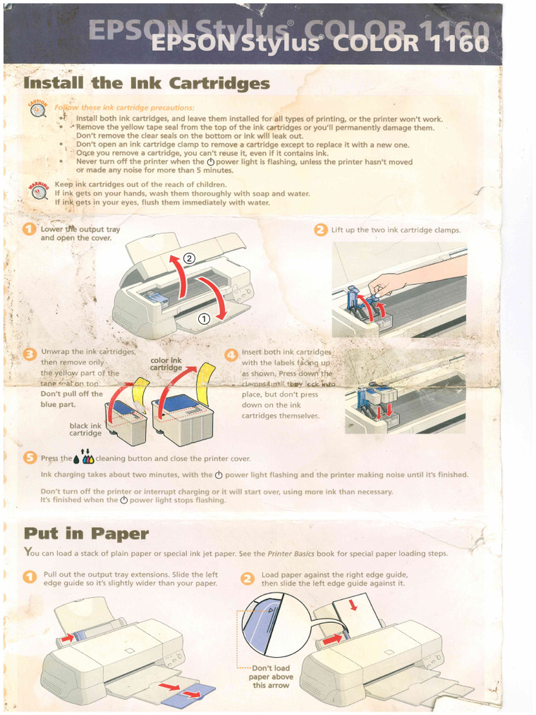 Epson Stylus Color 1160 Printer Manual | PDF