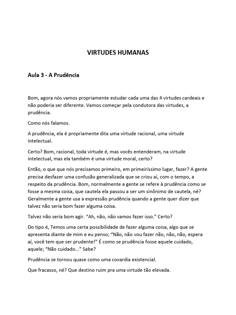 Virtudes Humanas 3 Pdf Prudência Conhecimento