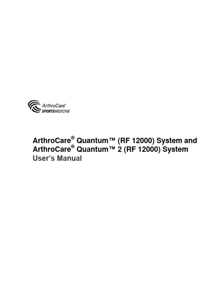 ArthroCare Quantum 2 RF 12000 ESU ControllerUserManual | PDF ...