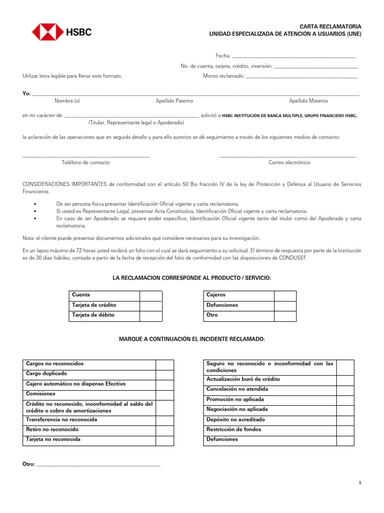 Carta Reclamatoria Une | PDF