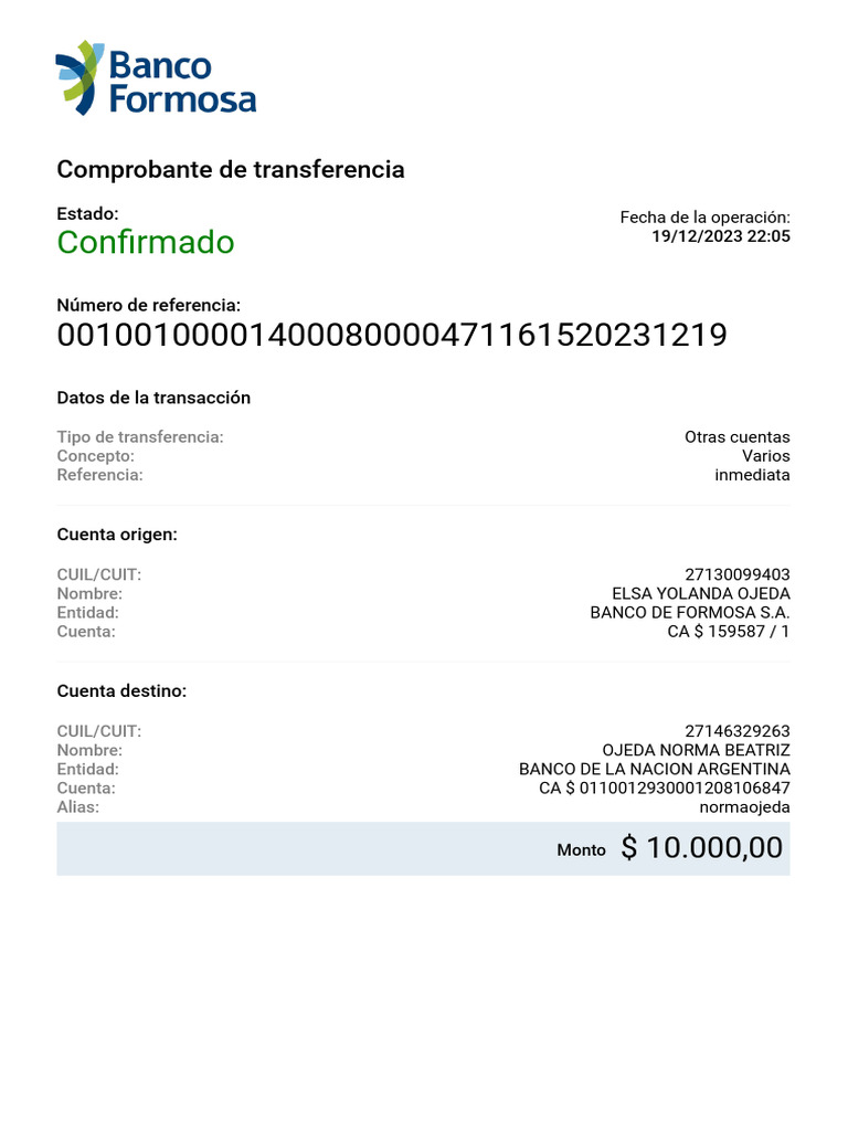 Comprobante de Transferencia | PDF