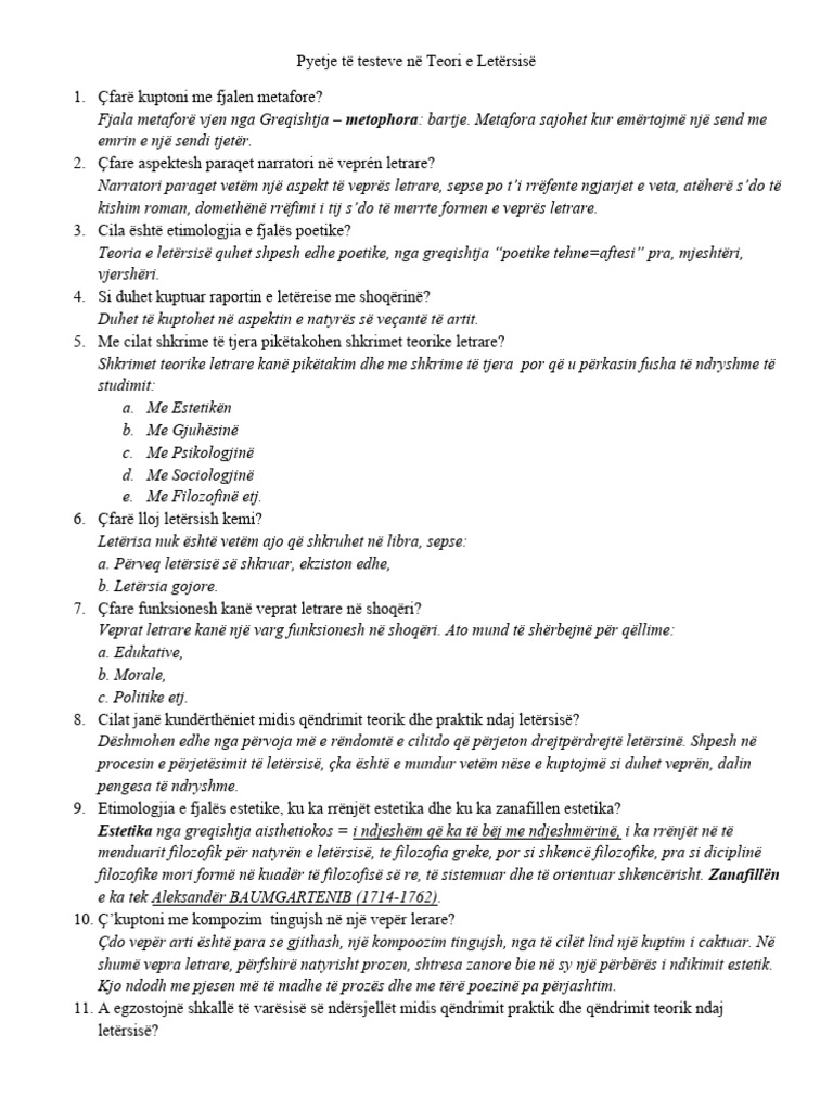 Teori e Letersise Provim | PDF