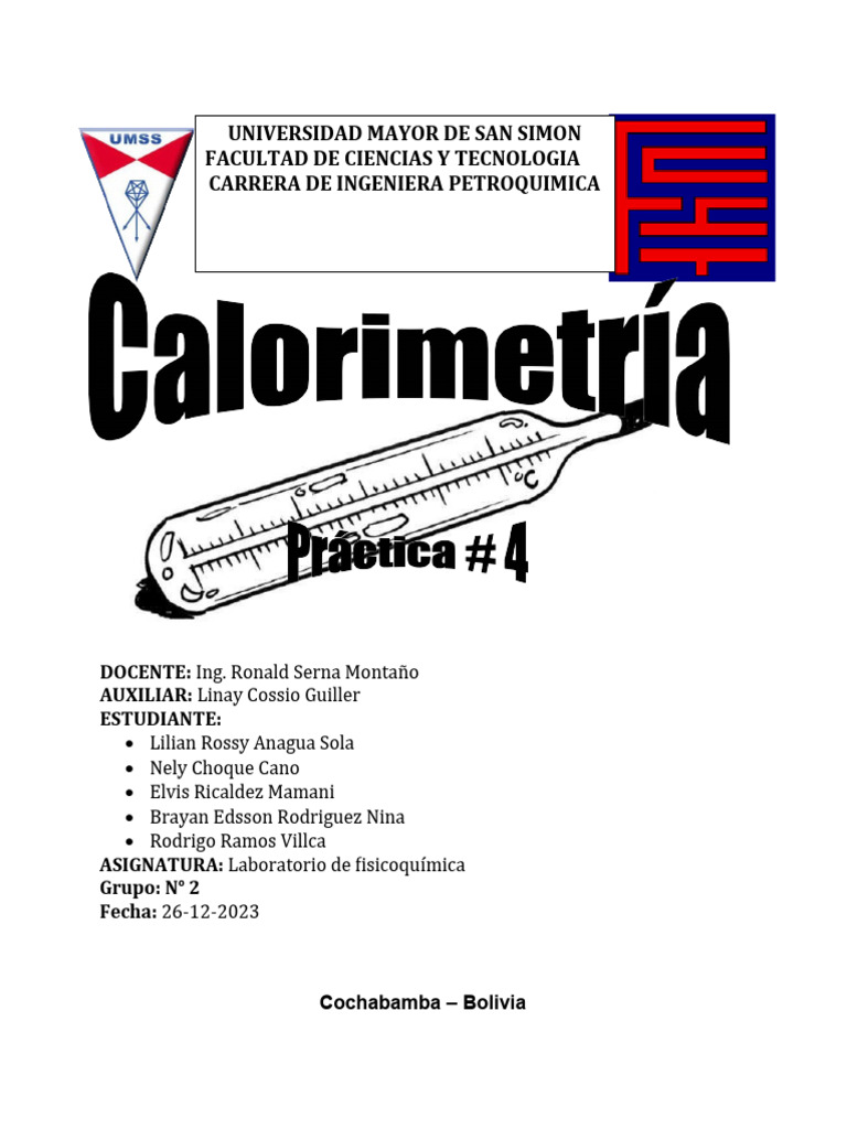 Practica 4 Labo Fisicoquímica Umss | PDF | Calor | Combustión