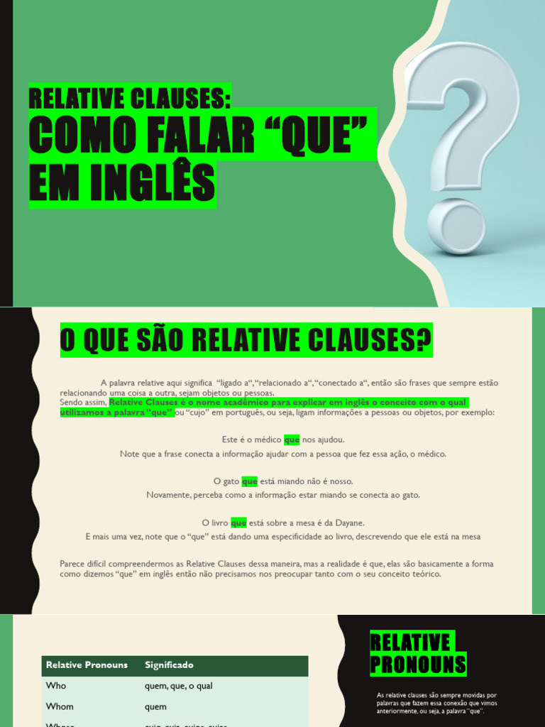 Relative Clauses | PDF | Palavra | Informação