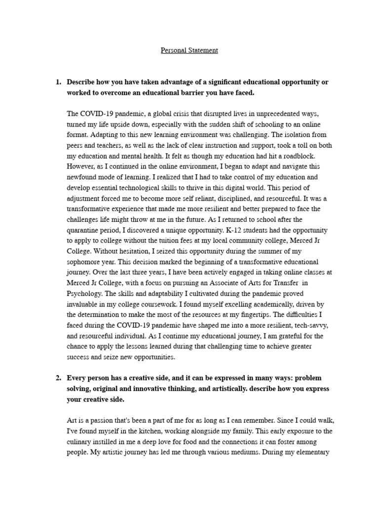 Personal Statement | PDF | Empathy | Educational Technology