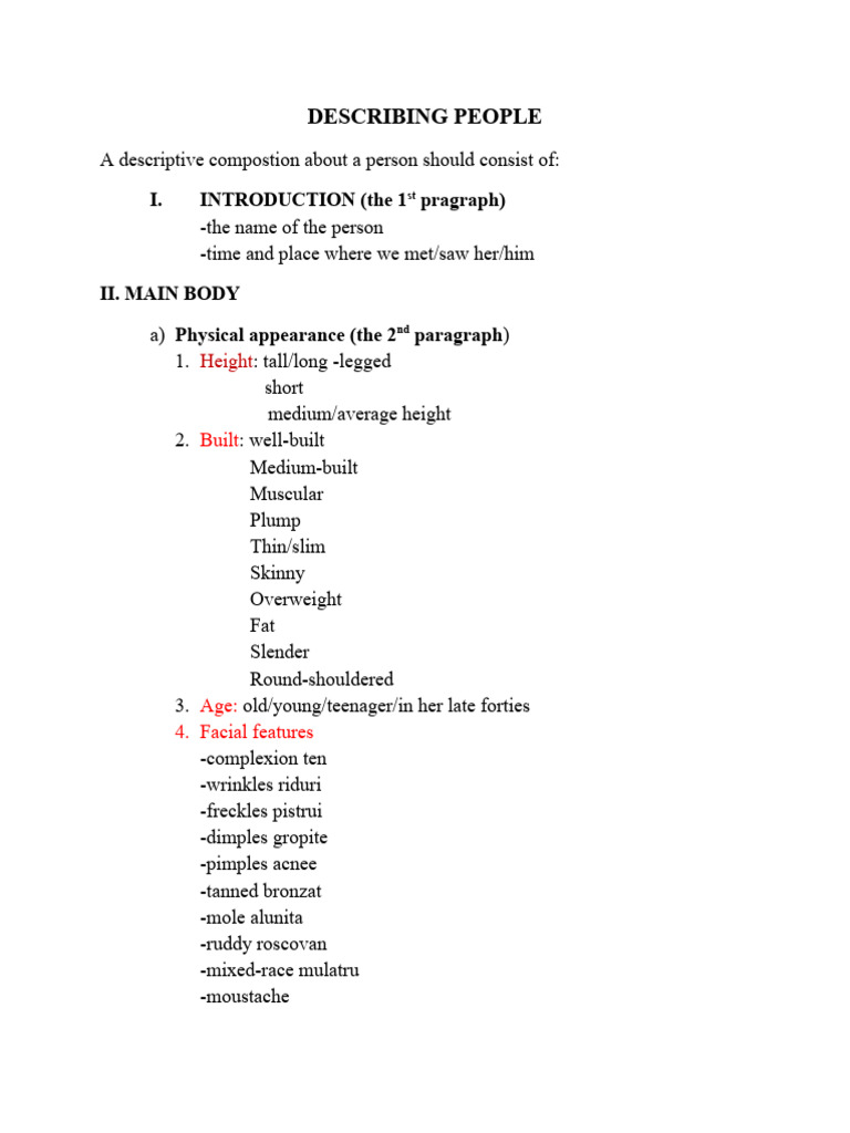 Describing People | PDF | Fashion | Human Anatomy