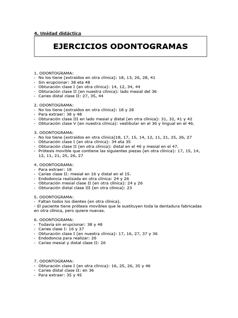 J1 - Odontogramas Ejercicios | PDF