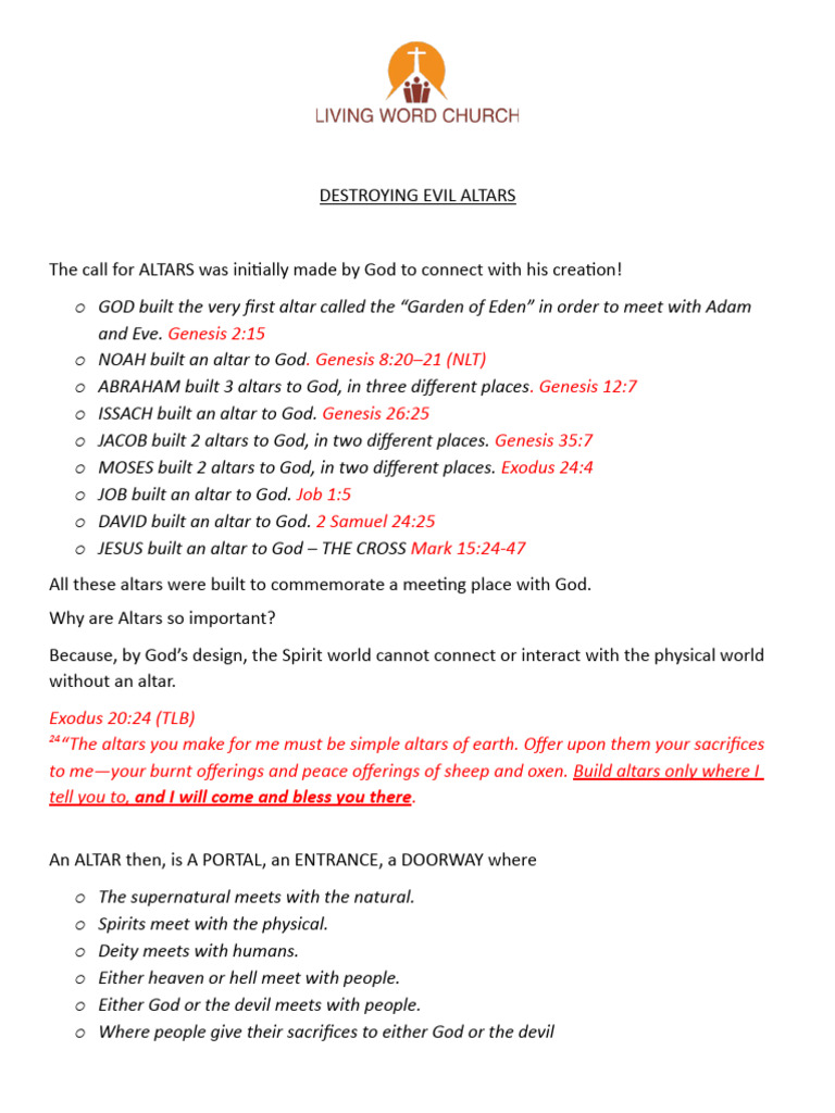 DESTROYING-EVIL-ALTARS | PDF | Book Of Genesis | God