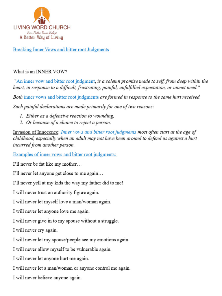 Inner Vows | PDF | Forgiveness | Anger