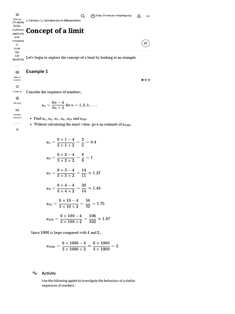 Concept of A Limit - IBDP Mathematics - Applications and Interpretation ...