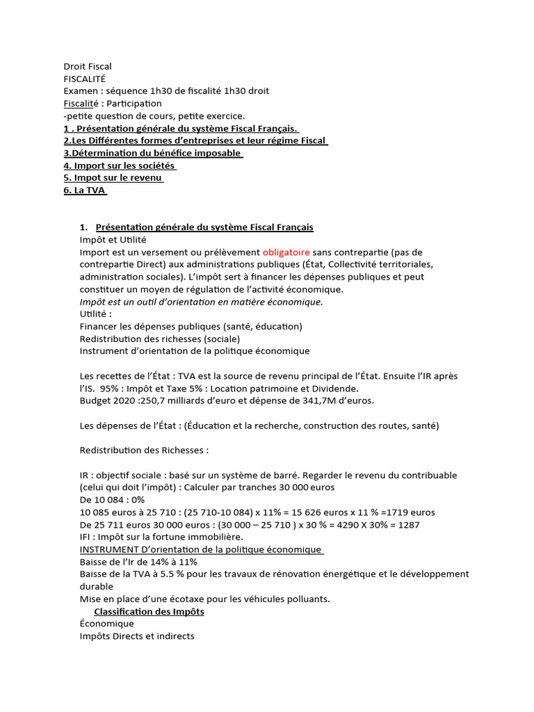 Droit Fiscal | PDF | Finance et gestion monétaire