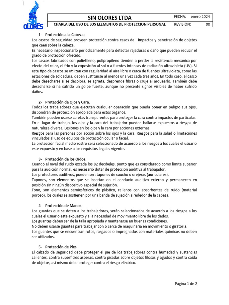 Uso de EPP: Protección Integral Trabajadores | PDF
