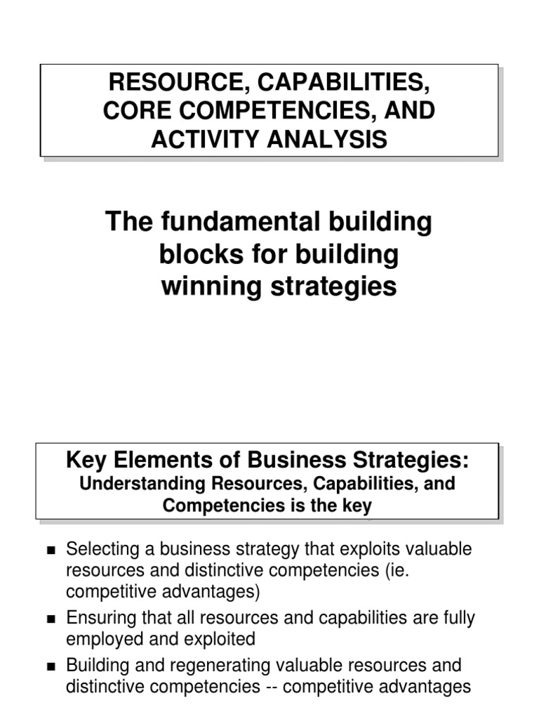 Resources and Capabilities | PDF | Competitive Advantage | Strategic ...