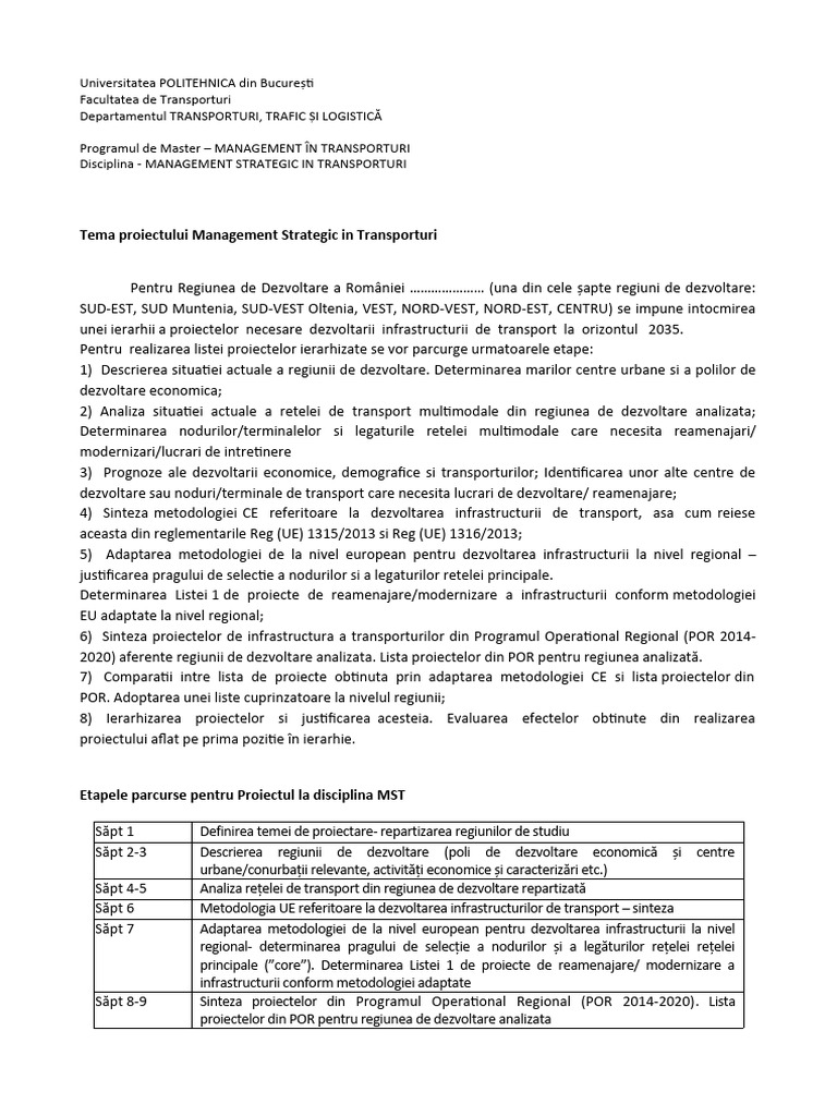 Tema de Proiectare MST 2022 | PDF