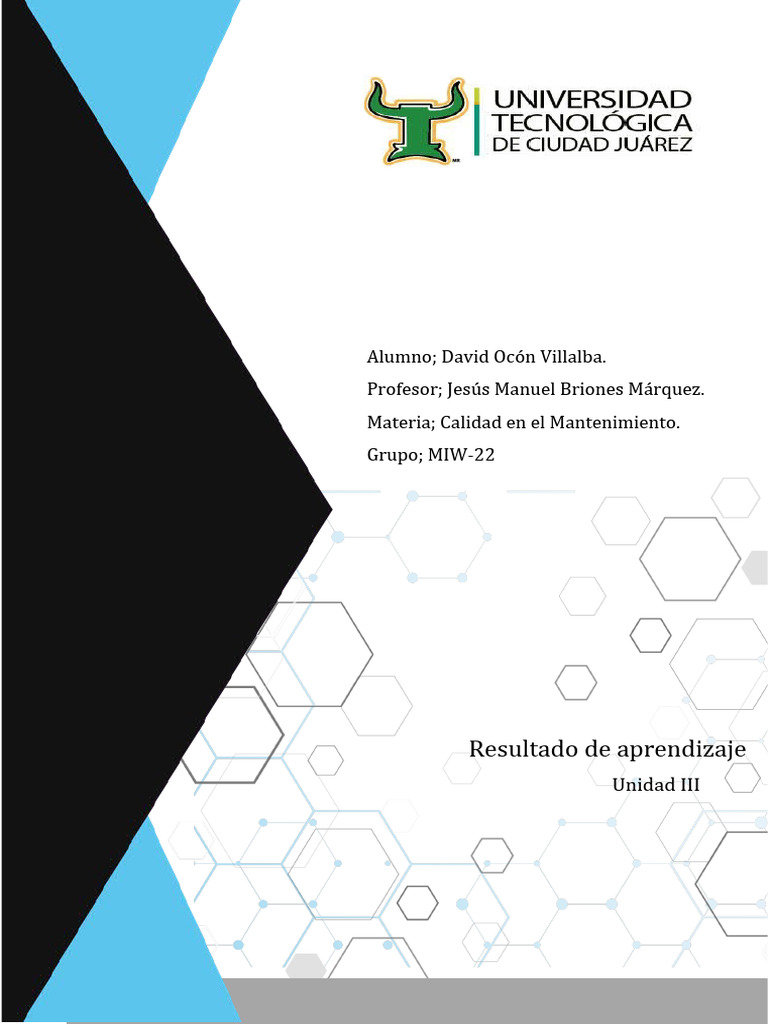 Resultado de Aprendizaje Unidad III Calidad en El Mantenimiento | PDF Resultado de Aprendizaje Unidad III Calidad en El Mantenimiento | PDF