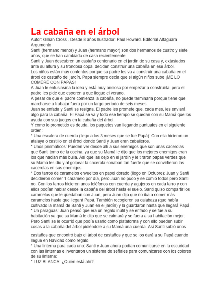La Cabaña en El Árbol RESUMEN | PDF