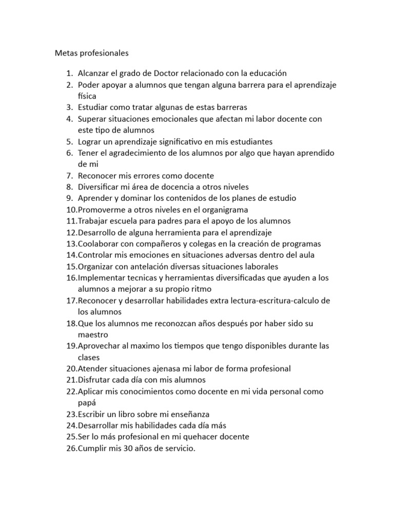 Metas Profesionales | PDF | Enseñando | Aprendizaje