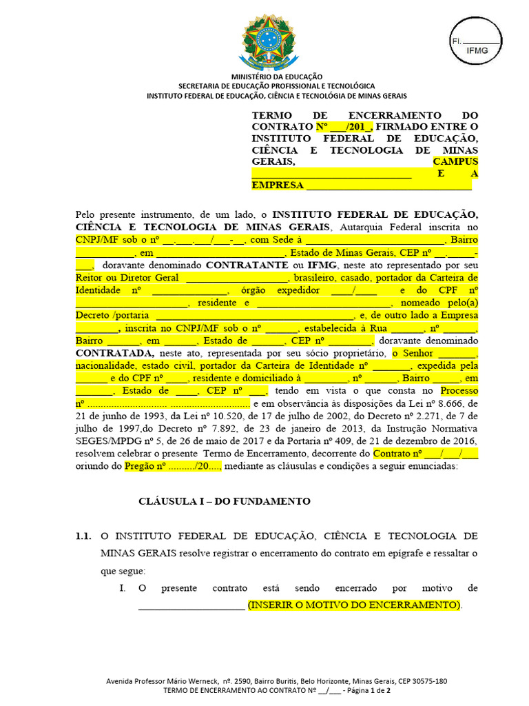 Modelo de Termo Encerramento | PDF