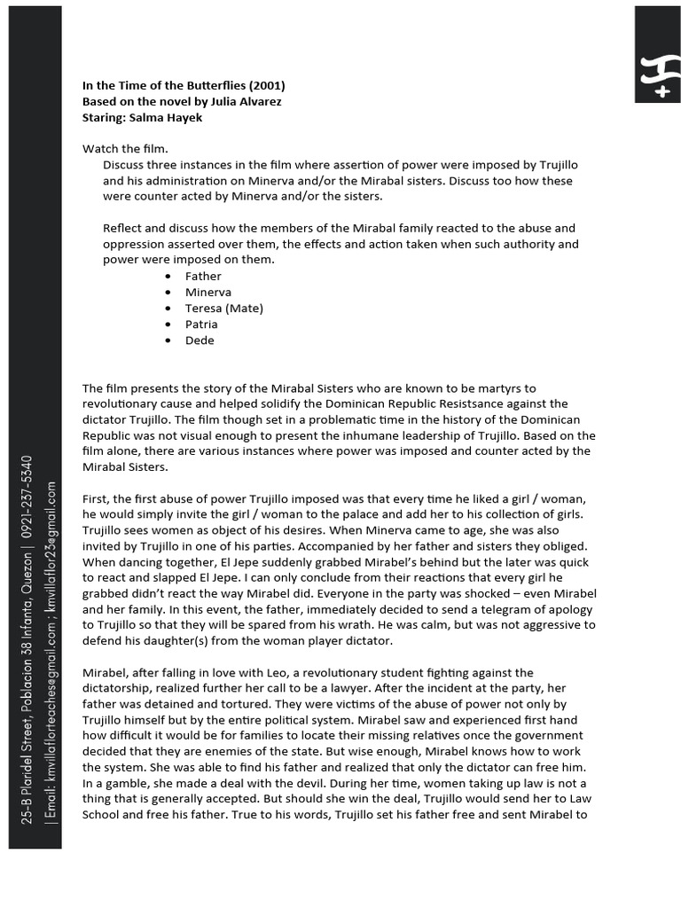 IWS - in The Times of The Butterflies - KMVILLAFLOR | PDF