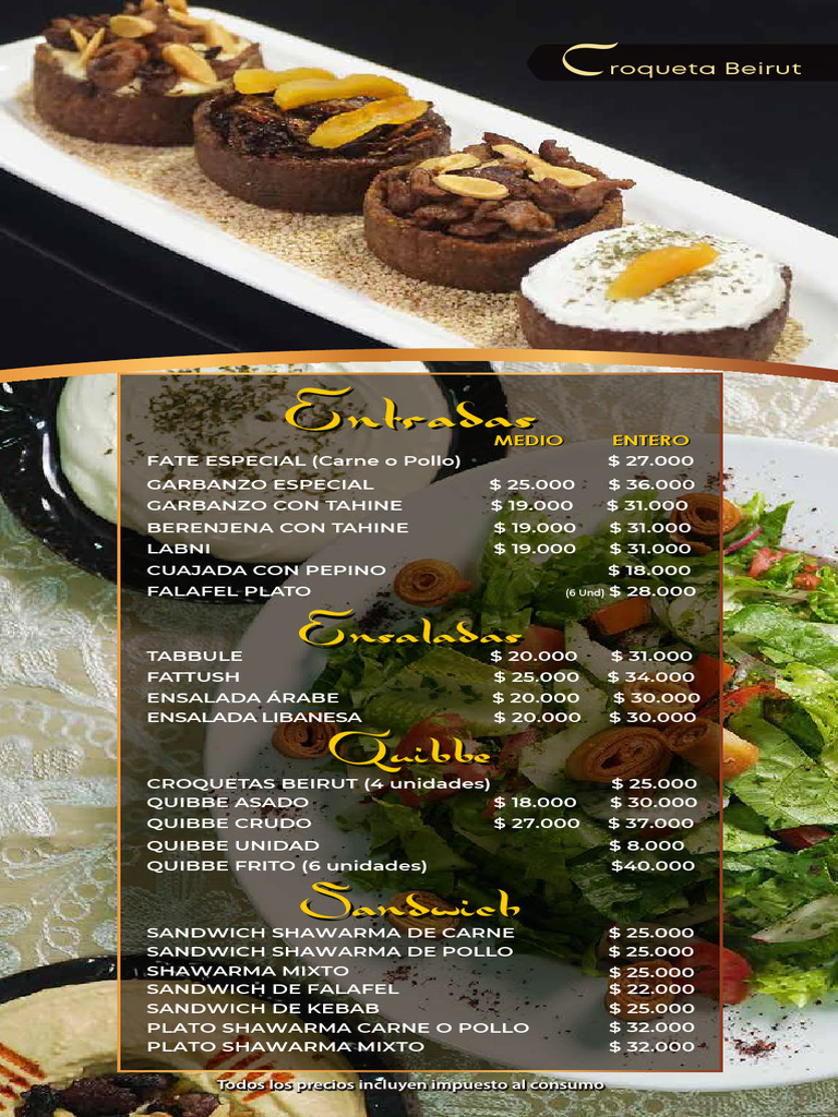 Menu Beirut Mayo 2023-1 | Descargar gratis PDF | Ingredientes de comida ...