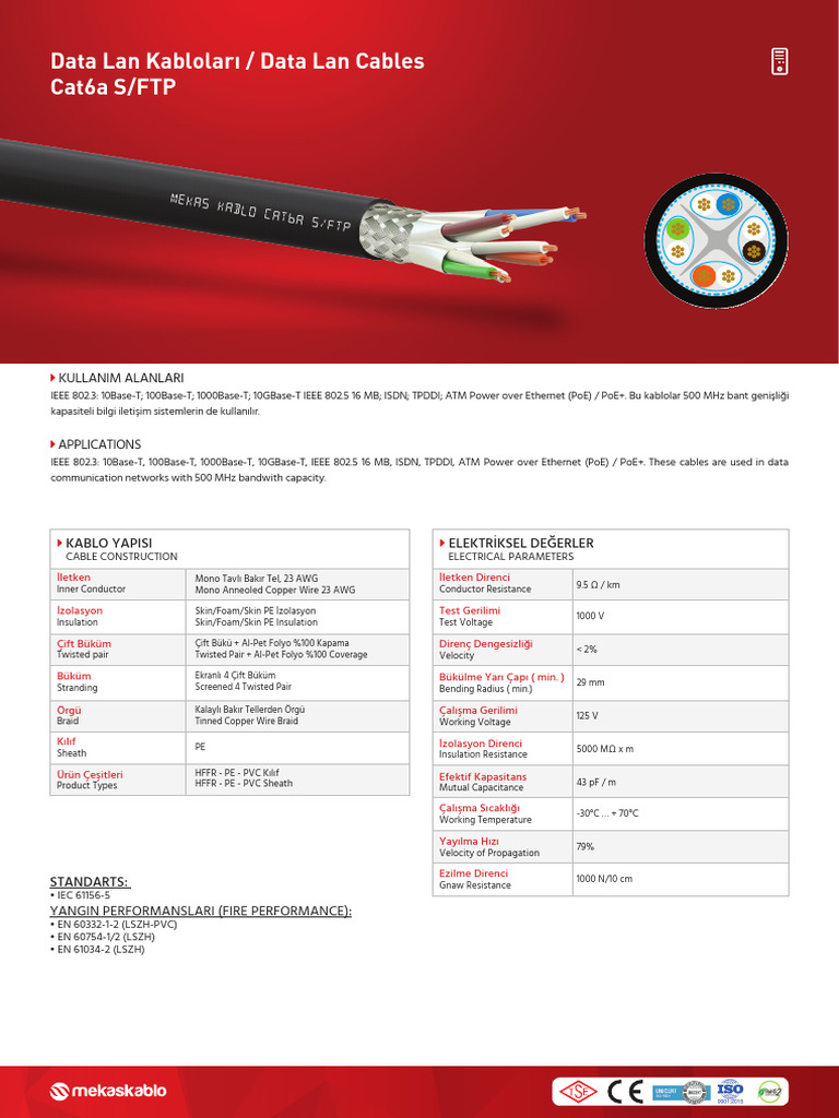 Cat6a S-FTP Pe 23 Awg | PDF