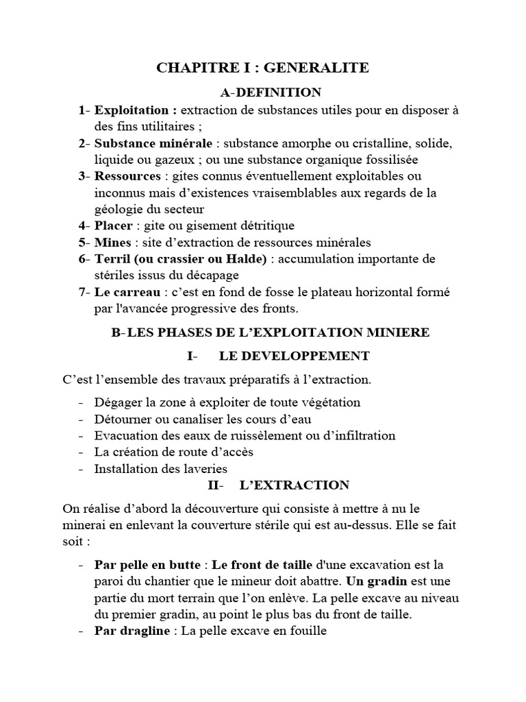 Introduction à l'exploitation minière | PDF | Exploitation minière ...