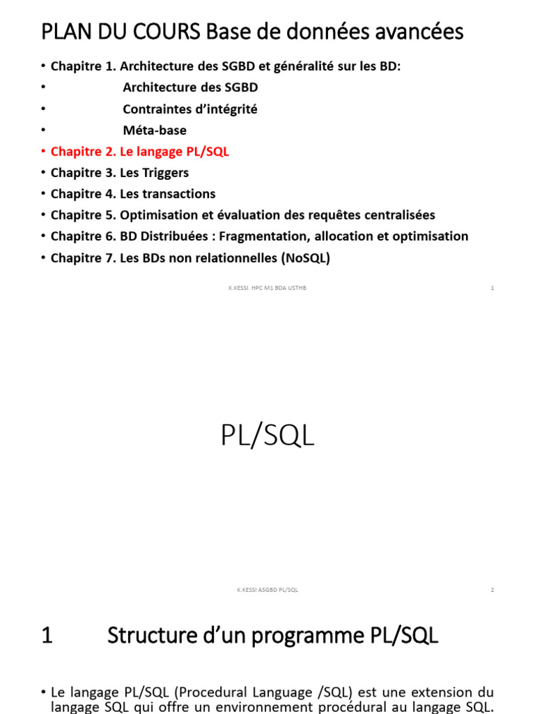 Cours PL SQL | PDF Cours PL SQL | PDF
