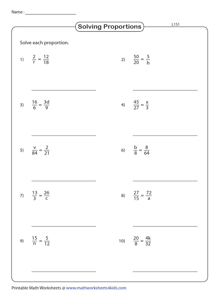 Solving Proportions: Solve Each Proportion | PDF
