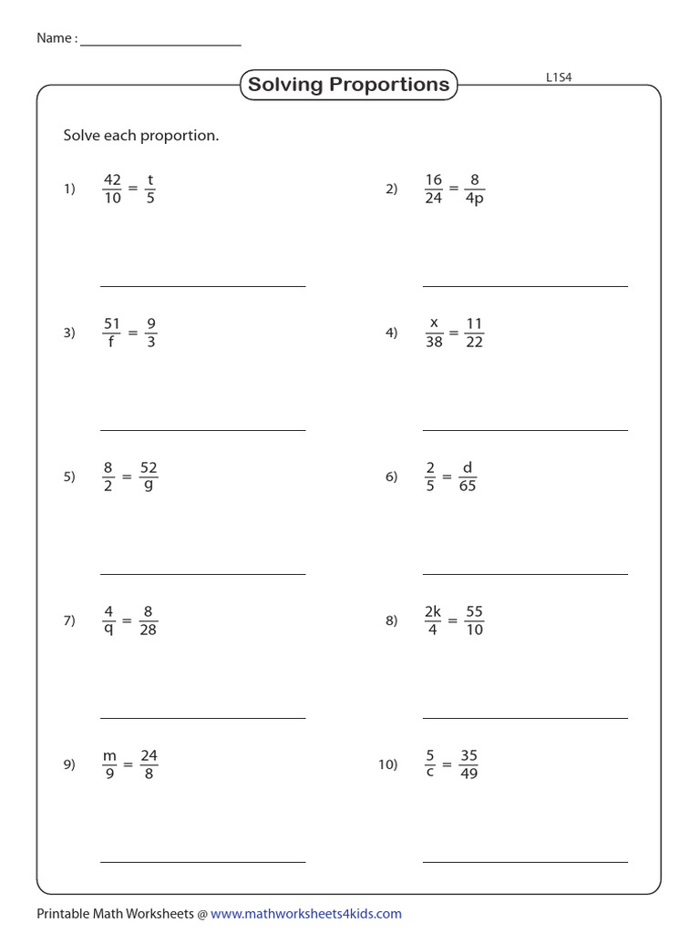 Solving Proportions: Solve Each Proportion | PDF
