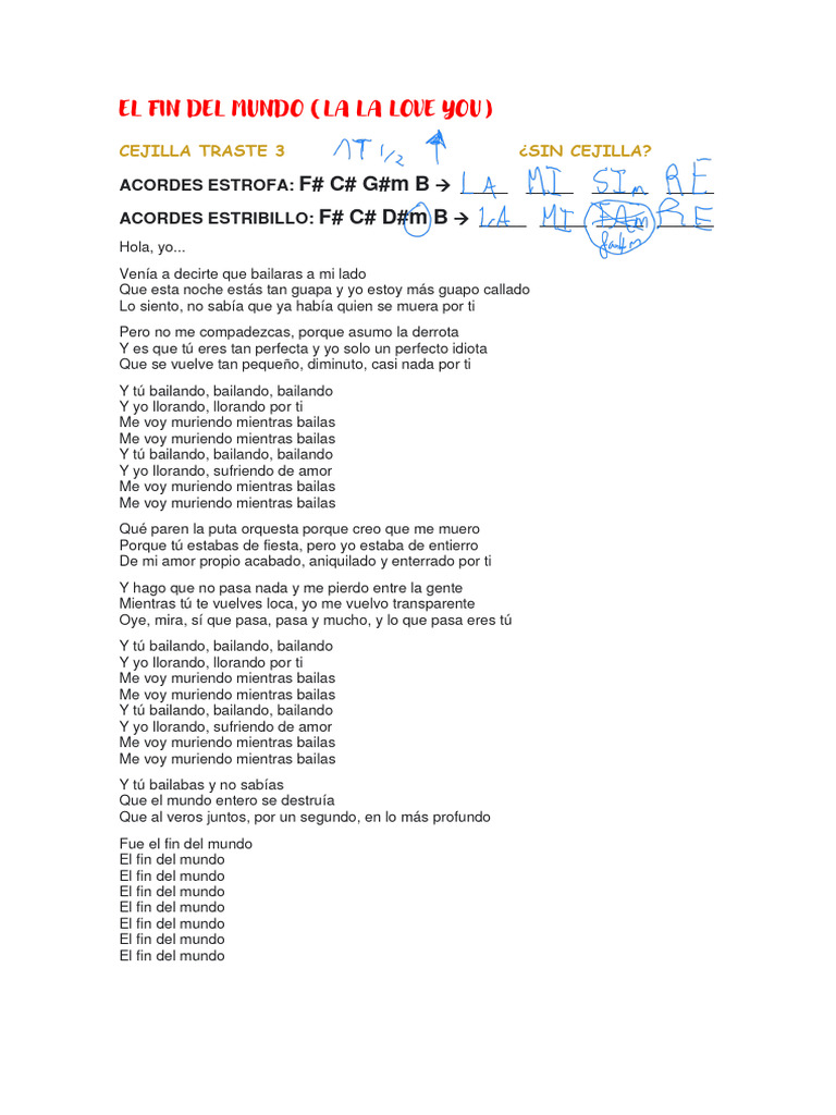 El Fin Del Mundo (La La Love You) | PDF
